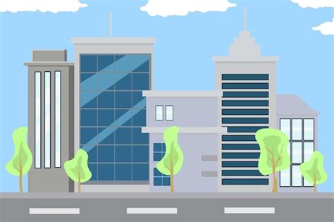 현대 도시 일러스트레이션을 위한 건축 건물 컨셉 디자인 프리미엄 벡터