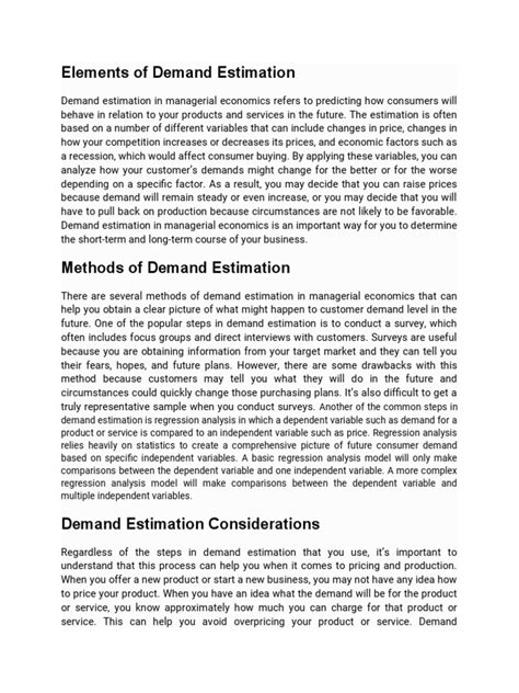 Elements Of Demand Estimation Pdf Regression Analysis Dependent And Independent Variables