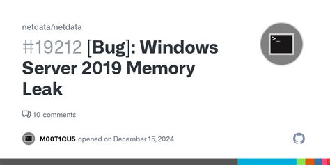 Bug Windows Server 2019 Memory Leak · Issue 19212 · Netdatanetdata · Github
