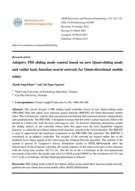 Pdf Adaptive Pid Sliding Mode Control Based On New Quasi Sliding Mode