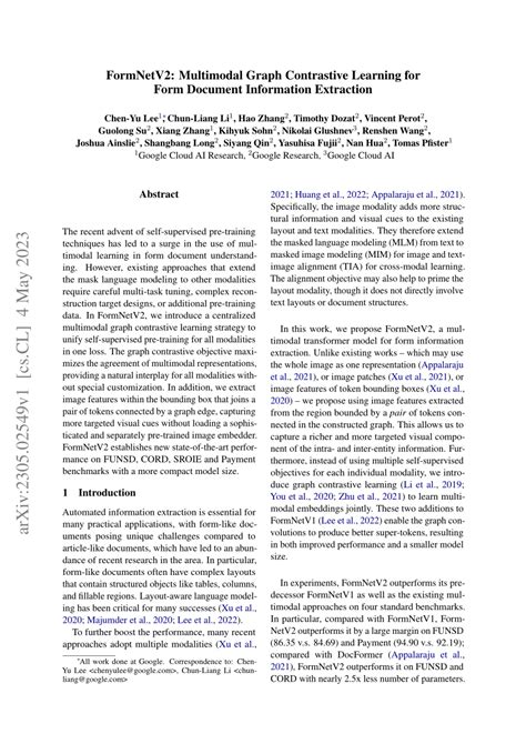 Pdf Formnetv2 Multimodal Graph Contrastive Learning For Form