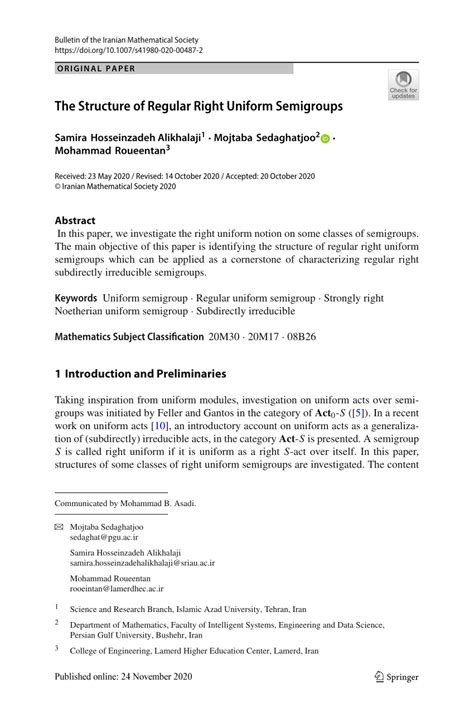 Pdf The Structure Of Regular Right Uniform Semigroups