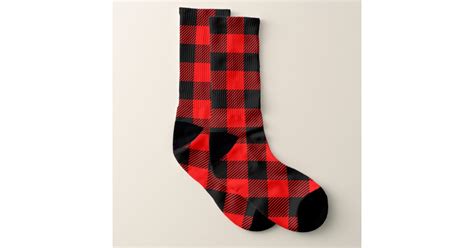 Buffalo Check Red And Black Lumberjack Plaid Decor Socks