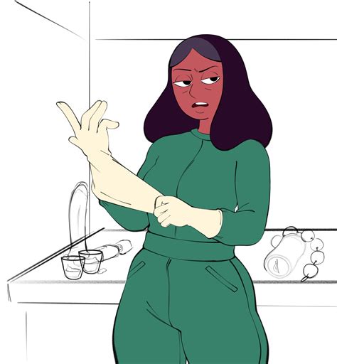 Rule 34 Adjusting Gloves Artist Request Bodysuit Brown Skin Cartoon
