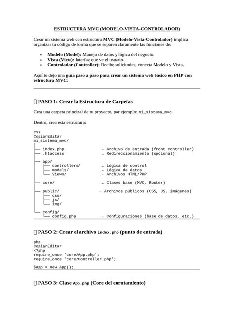Estructura Mvc Modelo Vista Controlador Pdf Modelo Vista