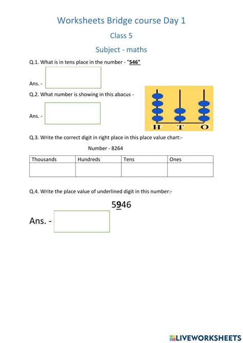 math bridge course worksheet worksheet live worksheets worksheets library