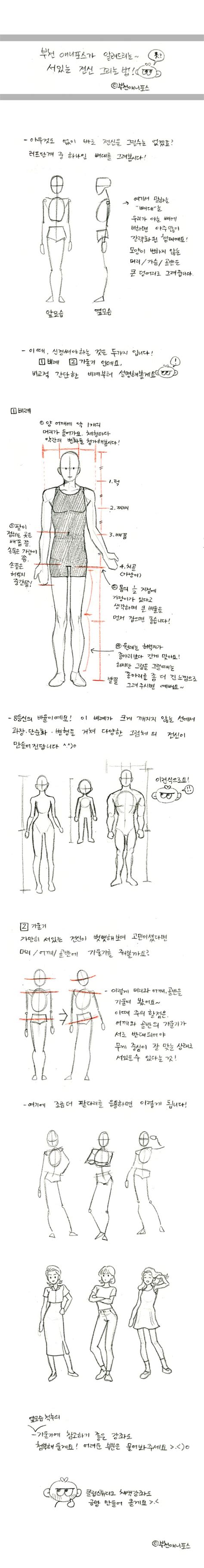 [부천만화학원 애니포스] 전신 그리기 강좌 네이버 블로그 Drawings Art Reference Drawing Tips