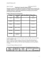 Experiment 4 Lab Report Pdf Chem0350 Spring 2016 Name Gur Agci Lab Section L08 301