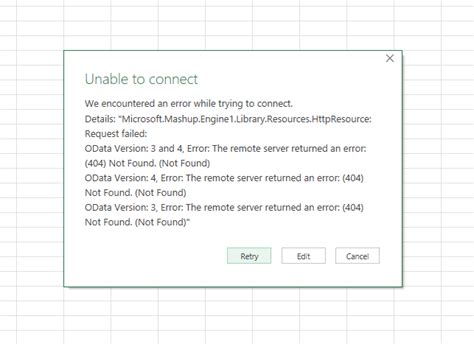 Receiving An Error When Retrieveing Odata Feed In Excel Community