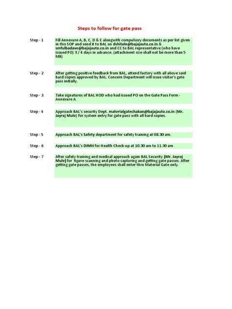 Sop Contract Labour Validation And Issuing Gate Passes Format Pdf Employment Government