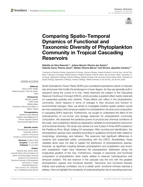 Pdf Comparing Spatio Temporal Dynamics Of Functional And Taxonomic