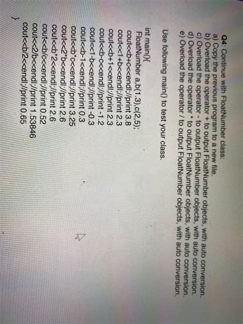 Solved Q4 Continue With Floatnumber Class A Copy The