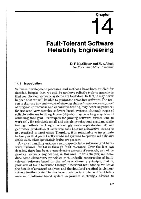 PDF Fault Tolerant Software Reliability Engineering