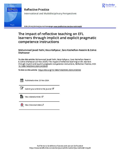 Pdf The Impact Of Reflective Teaching On Efl Learners Through