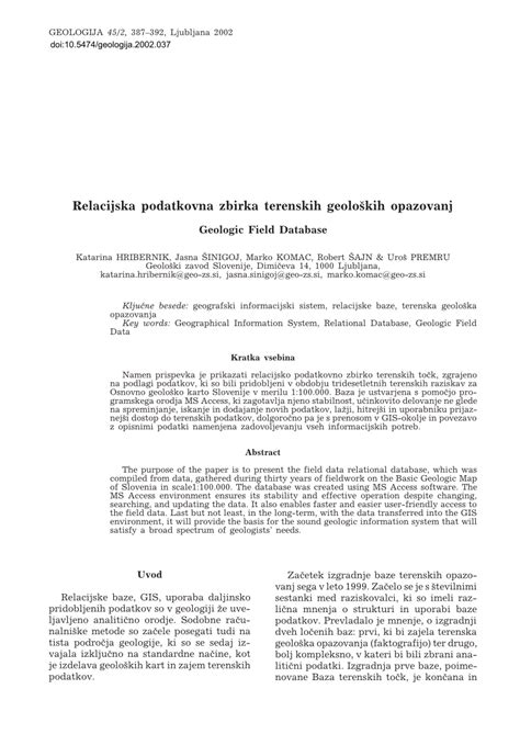 Pdf Geologic Field Database