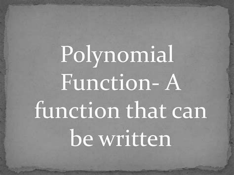 Polynomial Functions Pptx