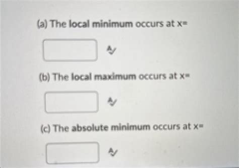 Solved A The Local Minimum Occurs At X A B The Local