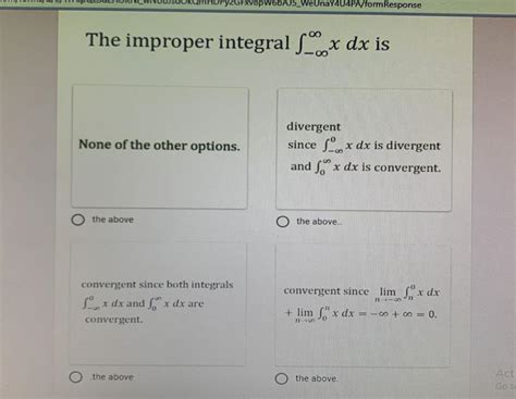 Solved Dx Given A 0 The Improper Integral Som
