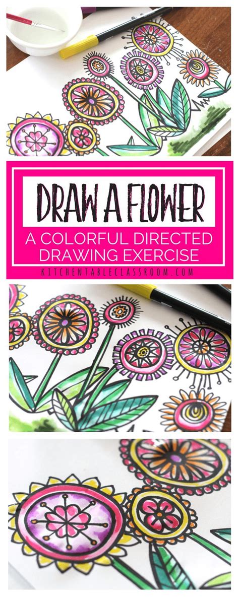 Draw A Flower A Directed Drawing Exercise Video Lesson The Kitchen Table Classroom Directed