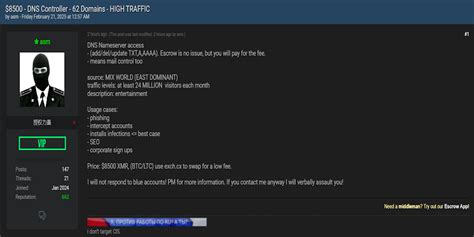 Asm Is Allegedly Selling Access To A Dns Controller