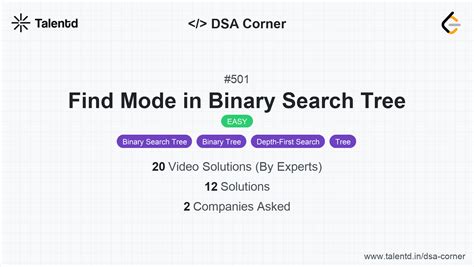Find Mode In Binary Search Tree Dsa Problem Talentd
