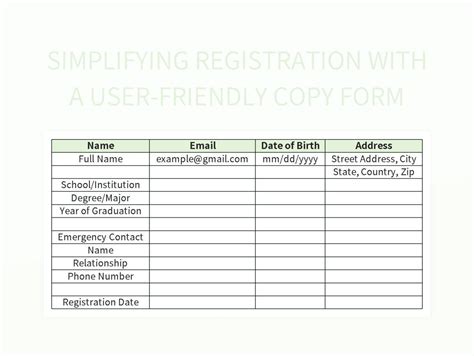 Simplifying Registration With A User Friendly Copy Form Excel Template