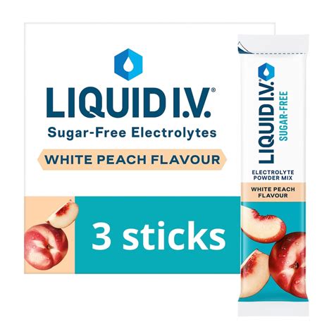 Liquid Iv Sugar Free White Peach Electrolyte Powder Mix 3 Sachets