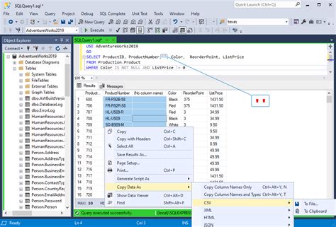 Copy Data From The SSMS Results Grid