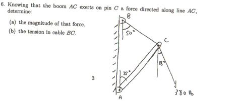 Solved Knowing That The Boom Ac Exerts On Pin C A Force