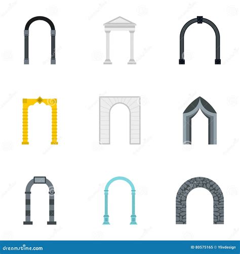Different Arches Icons Set Flat Style Stock Vector Illustration Of
