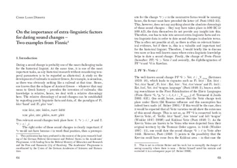 Pdf On The Importance Of Extra Linguistic Factors For Dating Sound