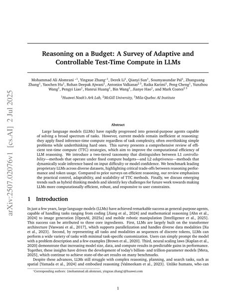Pdf Reasoning On A Budget A Survey Of Adaptive And Controllable Test Time Compute In Llms