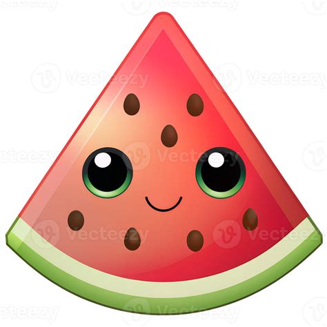 Cute Cartoon Watermelon Slice With Big Expressive Eyes And A Cheerful