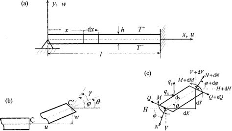 Schematic Diagram Of The Beams Geometry Deformation And Equilibrium Download Scientific