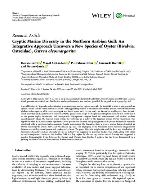 Pdf Cryptic Marine Diversity In The Northern Arabian Gulf An
