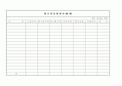 세무 회계 재고자산명세서 총계