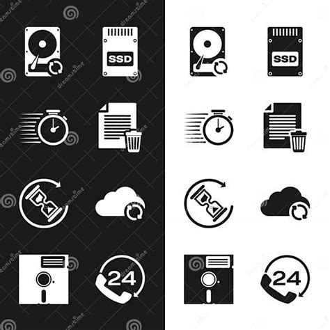 Set Delete File Document Stopwatch Hard Disk Drive Hdd Sync Refresh