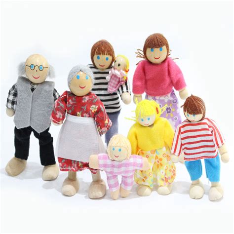 나무 인형의 집 놀이 가족 인형 어린이 놀이 드레싱 장난감 미니어처 인형 피규어 부모 자녀 상호 작용 인형 And 부속품