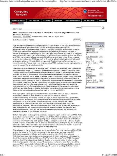 Trec Experiment And Evaluation In Inform Pdf Information Retrieval Cognitive Science