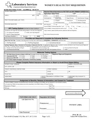 Fillable Online WOMENS HEALTH TEST REQUISITION Fax Email Print PdfFiller