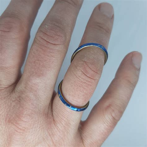 Titanium Ring Splint Anodized Two Color Eds Hypermobility Blue Etsy Uk