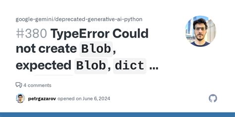 Typeerror Could Not Create `blob` Expected `blob` `dict` Or An `image