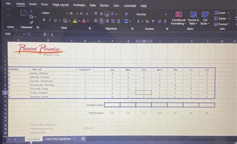 Solved YO22 Excel Ch10 PS1 Scheduling Employees Project Chegg Com