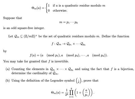 Θma 10 If A Is A Quadratic Residue Modulo M