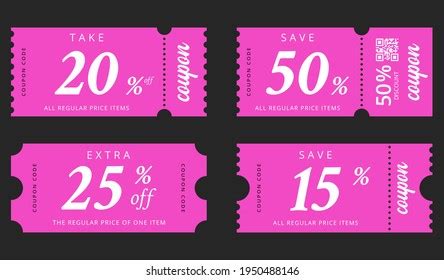 Set Discount Coupon Templates Pink Colour Stock Vector Royalty Free