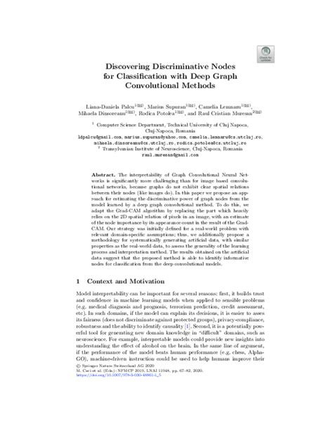 Pdf Discovering Discriminative Nodes For Classification With Deep Graph Convolutional Methods