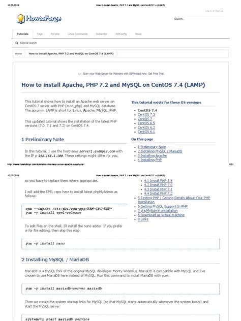 How To Install Apache Php 7 1 And Mysql On Centos 7 4 Lamp Best Pdf Php Apache Server