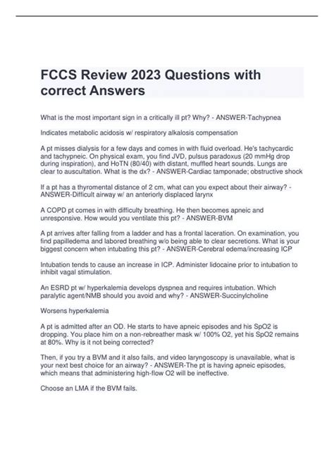 Fccs Review 2023 Questions With Correct Answers Fccs Stuvia Us