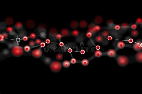 Abstract Visualization Of Molecular Structures With Red And White Nodes On A Dark Background