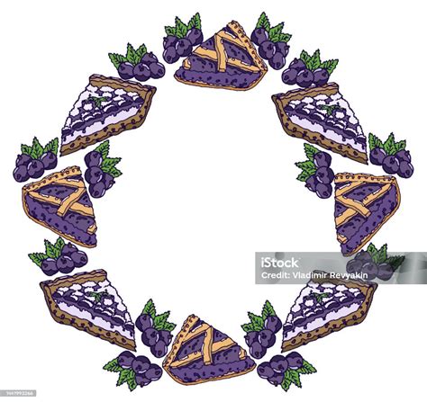 까막 까치밥 나무 파이와 윤곽선이있는 열매의 프레임 보라색 검은 건포도 파이 조각 Eps를 사용할 준비가되었습니다 당신의 디자인을 위해 건강에 좋지 않은 음식에 대한 스톡